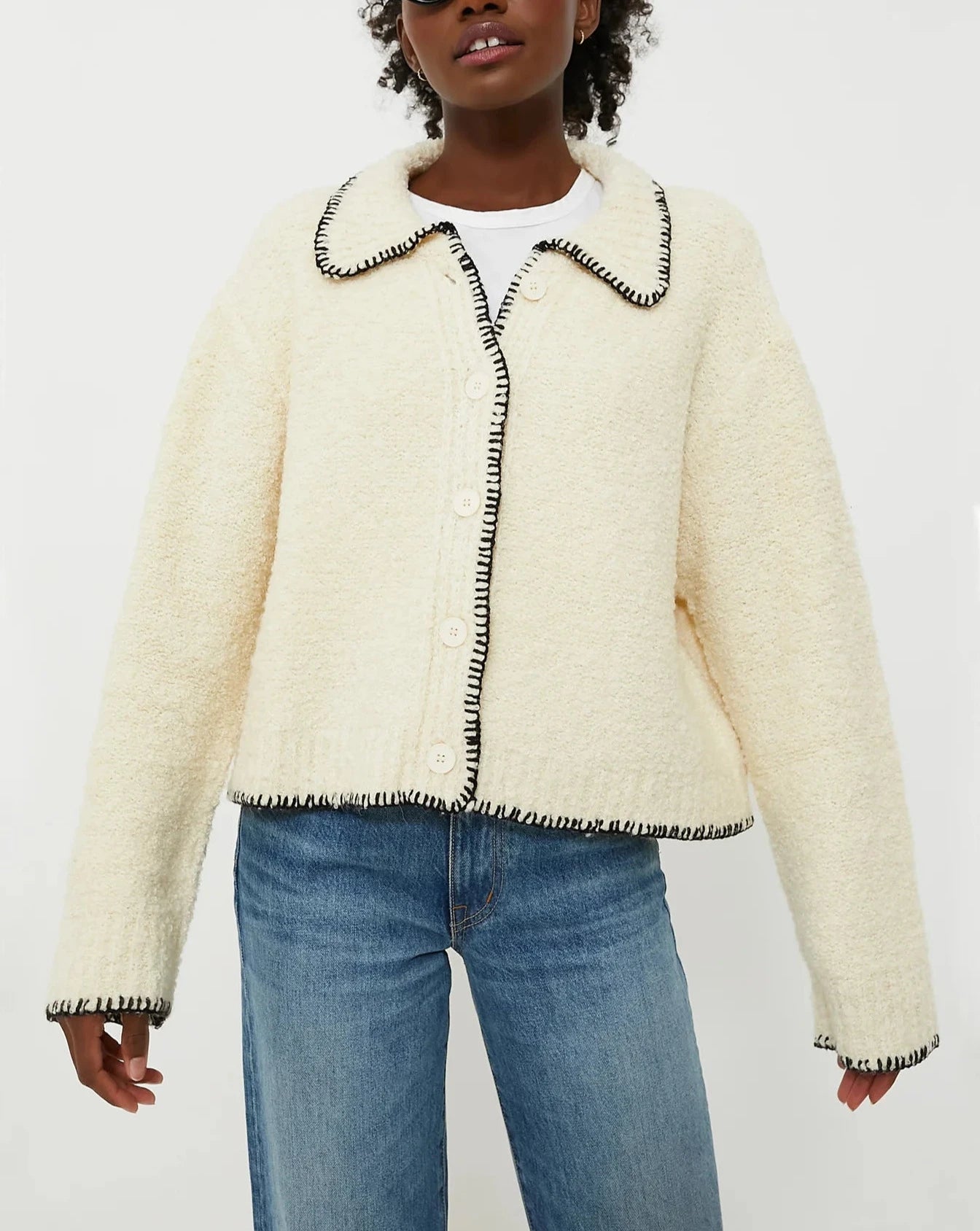 Moon River Contrast Stitch Cardigan