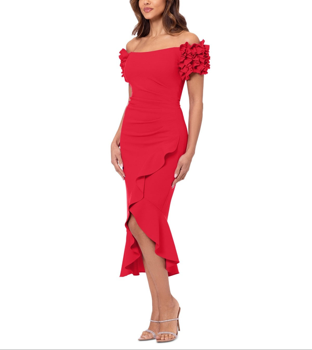 XSCAPE Off-The-Shoulder Scuba Crepe Midi Dress – DGFOutlet