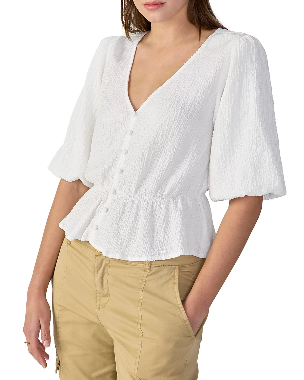 Sanctuary Textured Button Front Top – DGFOutlet