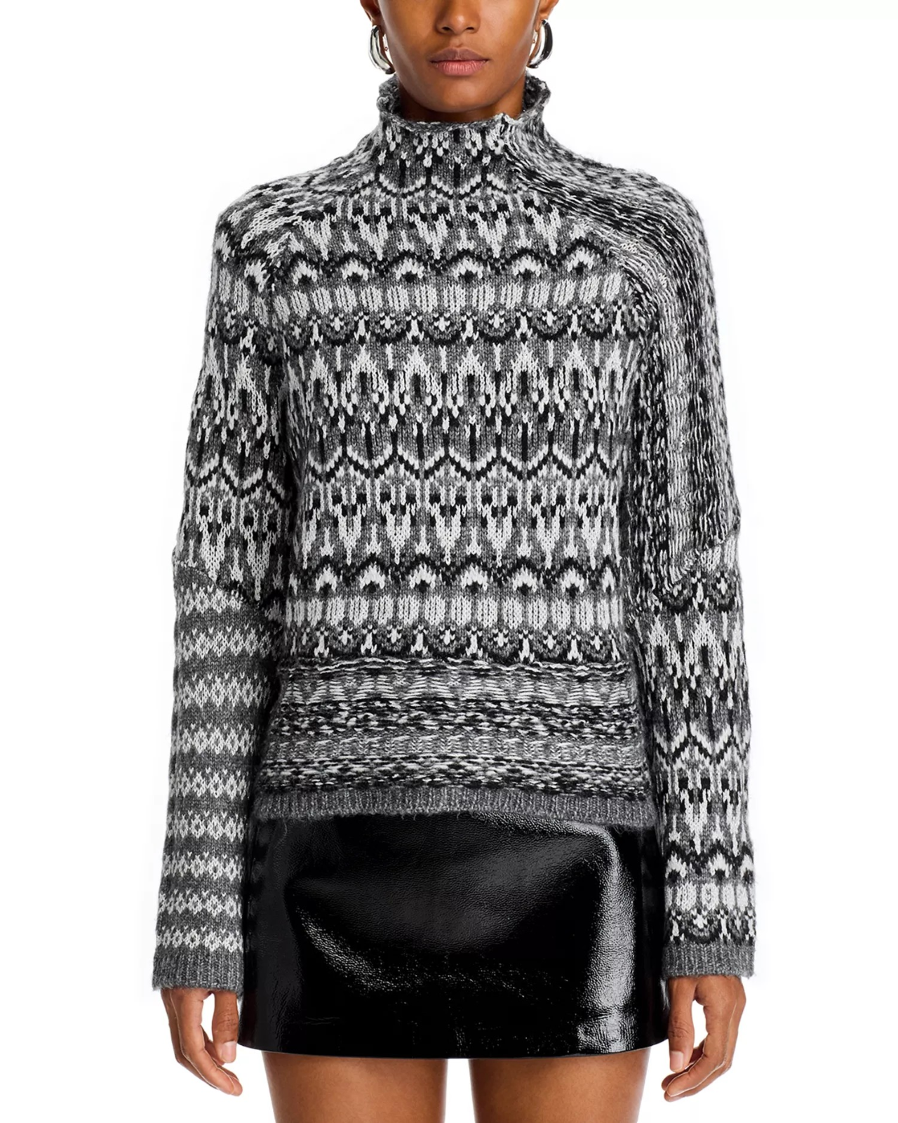 Steve Madden Women's Indie Fair Isle Mock-Neck Sweater MSRP $89 – DGFOutlet
