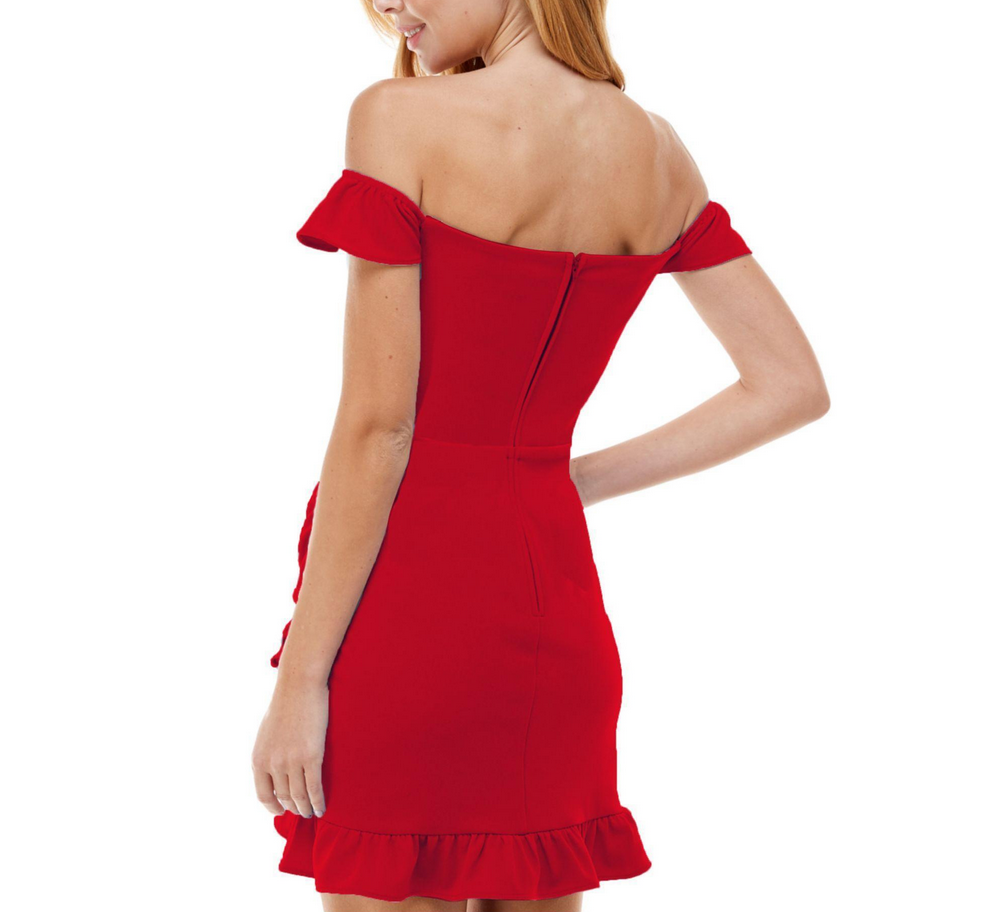 City Studios Juniors' Ruffled Off-The-Shoulder Dress – DGFOutlet